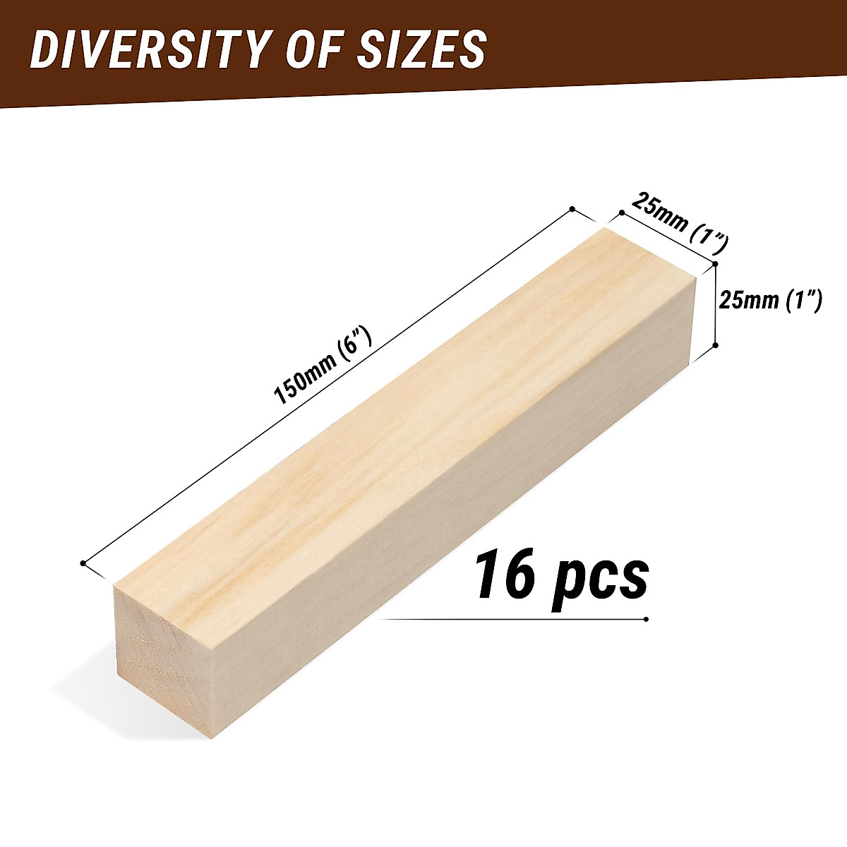 BeaverCraft BW16 pcs Basswood Carving Blocks Carving Wood Whittling Wood Bass to Carve Soft Wood Carving Kit for Beginners Block of Wood for Crafts Unfinished Wood Blocks Wooden Block Set