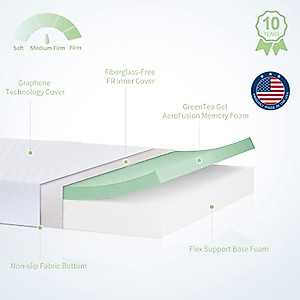 Opoiar 10 Inch King Size Memory Foam Mattress,Cooling Gel Mattress Bed in a Box,Mattress for Back Pain Relief,Supportive Pressure Relief,CertiPUR-US Certified,Made in USA,Medium,White