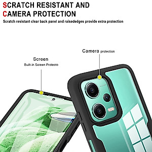 CCSamll for Xiaomi Redmi Note 12 5G Clear Case with Screen Protector, Slim Shockproof Soft TPU Bumper Full Body Protection Phone Cover Case for Xiaomi Redmi Note 12 5G/ Poco X5 QC Black