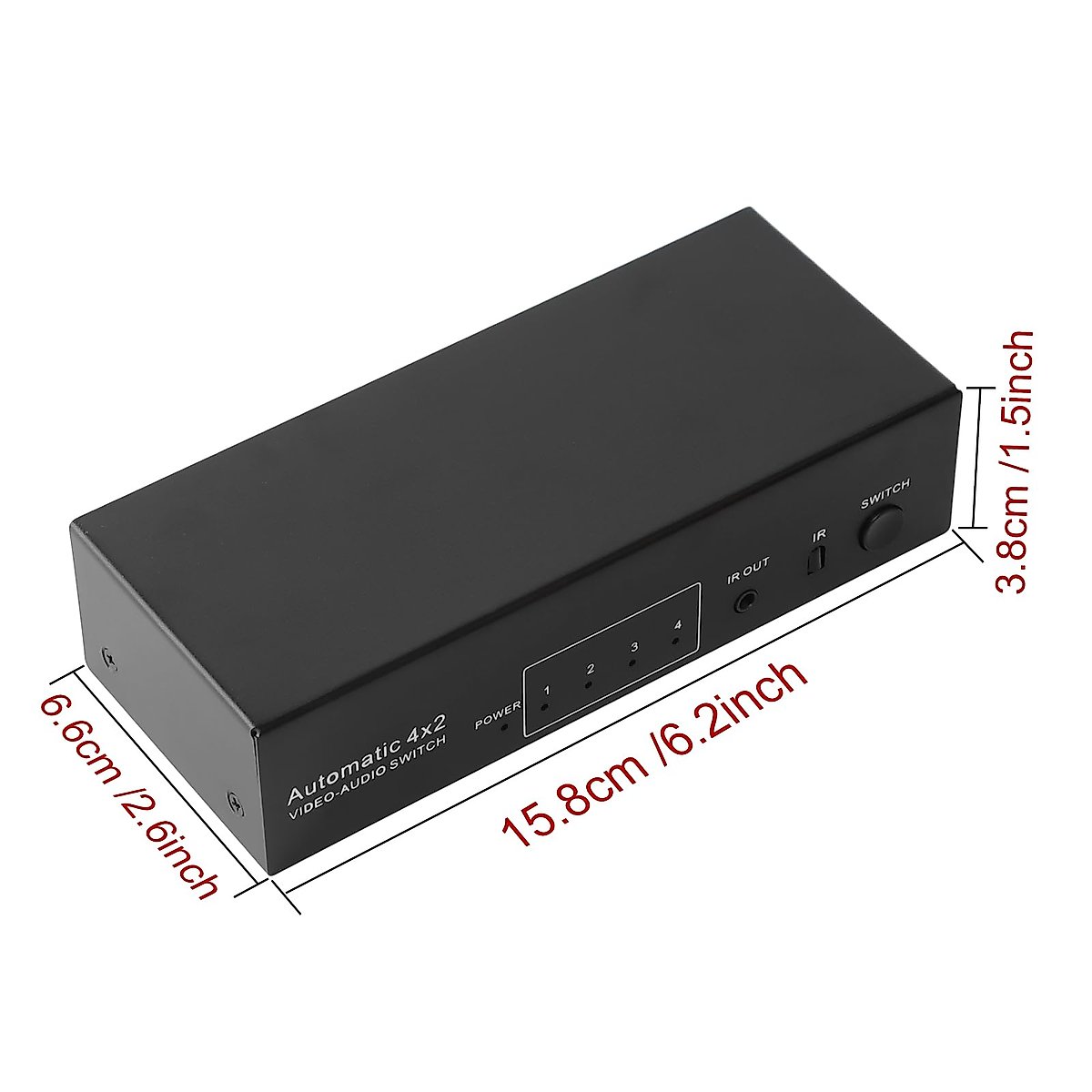 HONONJO AV SWITCHER 4 Way Converter Video Audio Selector for TV with Remote Control Video Switch Box （Electrical Volts: 110V）