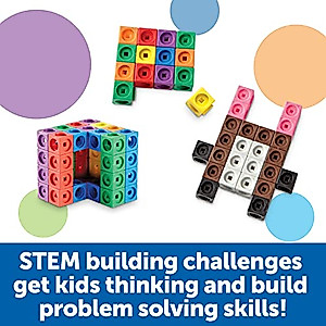 Learning Resources STEM Explorers MathLink Builders - 100 Pieces, Ages 5+, Kindergarten STEM Activities, Math Activity Set and Games for Kids, Linking Cubes, Connecting Cubes,Back to School Supplies