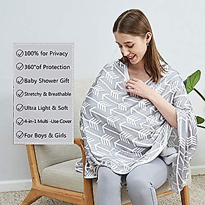 PPOGOO Baby Nursing Cover & Nursing Poncho - Multi Use Cover for Baby Car Seat Canopy, Shopping Cart Cover, Stroller Cover, 360° Privacy Breastfeeding Protection,Baby Shower Gifts for Boy&Girl