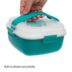 Goodful Stackable Lunch Box Container, Bento Style Food Storage with Removeable Compartments for Sandwich, Snacks, Toppings & Dressing, Leak-Proof and Made without BPA, 56-Ounce, Teal