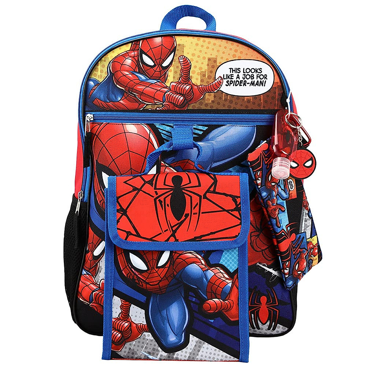 Marvel Spiderman Backpack accessories 6 piece Value Set for Boys
