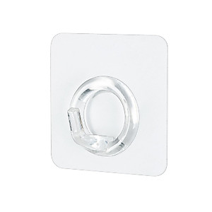 DeHUB Clear Polycarbonate Hooks 10 Packs for Hanging Heavy Duty Wall Hooks Self Adhesive Towel Cloth Coat Hooks for Bathroom Shower Kitchen Door Transparent