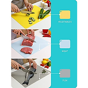VOMAN Flexible Cutting Boards for Kitchen | Set of 3 | BPA-Free Cutting Mats for Cooking, Color Coded Cutting Board Mats | Non Slip Cutting Sheets | Plastic Cutting Board Set | Chopping Boards