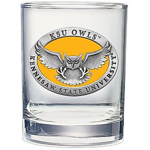 Heritage Pewter Kennesaw State Double Old Fashion | Double Rocks Glass 14 OZ for Liquor | Expertly Crafted Pewter Glass