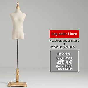 Dress Form Mannequin, Display Female Mannequin with Wooden Stand and Head, 51"~73" Height Adjustable Women Mannequin for Boutique Clothing Jewelry Store
