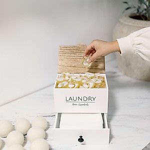 Modern Laundry Pods Container | Large Laundry Dryer Sheet Holder with Premium Sealed Lid | Wall Mount Lint Bin | Wood Dryer Sheets Holder | Laundry Sheets Holder | Dryer Sheet Dispenser