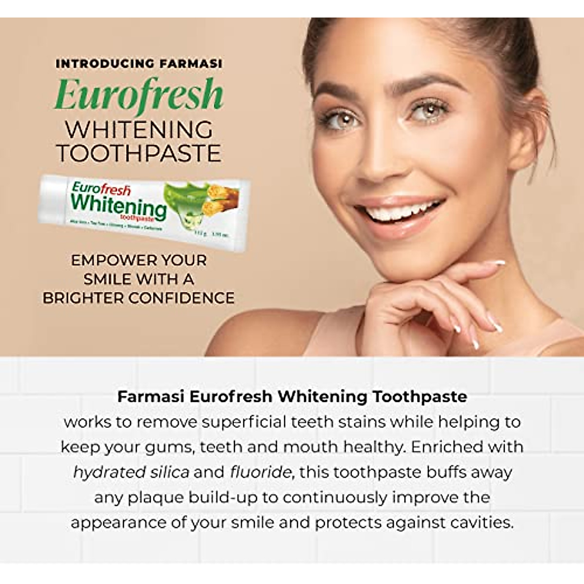 FARMASI Eurofresh Whitening Toothpaste, Provides Sensitive Teeth and Oral Care, It Refreshes The Breath and Provides a Solution to Tea and Coffee Stains, 3.7 fl. oz / 112 ml