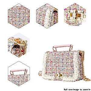 Qiayime Purses and Handbags for Women Fashion Ladies Top Handle Satchel Shoulder Tote Pearl bead chain Tote Crossbody Bag Pink