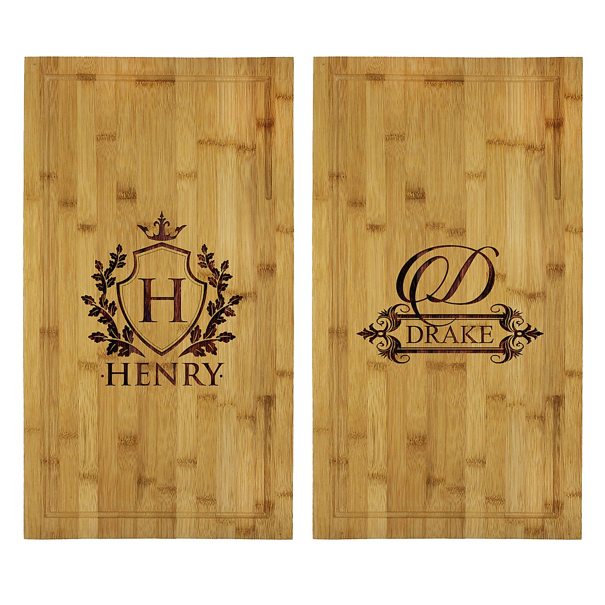 Custom Engraved Bamboo Over the Sink, Stove, Counter Cutting and Serving Board - Personalized with Family Name and Juice Groove