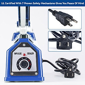 LinsnField Sealer Pro - 8 inch Impulse Heat Sealer - 2mm Sealing Width - Manual Heat Sealer Machine for All Bags - Most Heavy Duty for Strong, Secure Sealing for Long Term Food Storage, Deep Blue