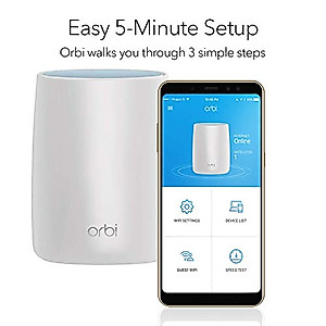 NETGEAR Orbi Tri-band Whole Home Mesh WiFi System with 3Gbps Speed (RBK50) – Router & Extender Replacement Covers Up to 5,000 sq. ft., 2-Pack Includes 1 Router & 1 Satellite White