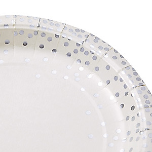 Juvale Serves 50 Silver Party Supplies - 150 Piece Disposable Paper Dinner Plates, Dessert Plates and Cups for Wedding, Birthday Party Table Decorations