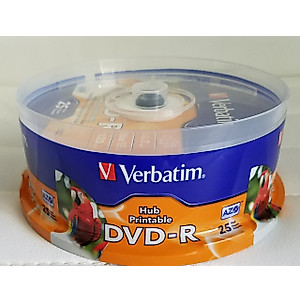 Verbatim DVD-R 4.7Gb 16X White Inkjet Hub Printable 25pk Spindle