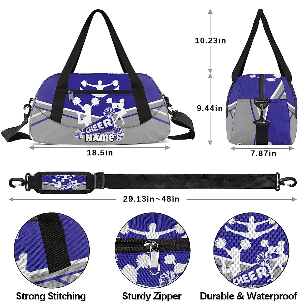 Personalized Name Cheerleader Bag for Girls, Custom Dance Bag Sport Duffel Bag Gym Bag Travel Overnight Weekender Bags, Customized Kids Gifts, Cheer Deep Red