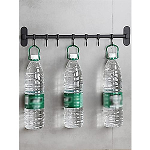 Hook up A Row of Stainless Steel Kitchen Hooks Without Perforation and Traceless Stickers Hook Hanger Bathroom Sticky Hook Rack (Color : Black Size : 7 Hooks) jiangyu1994