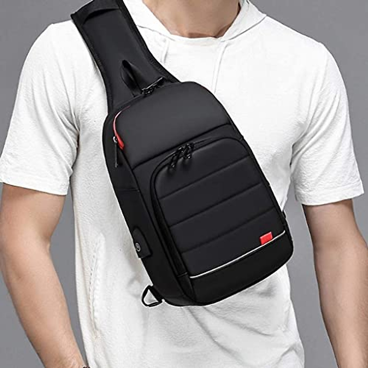 XIXIDIAN Anti-Theft Sling Chest Bag Waterproof Crossbody Shoulder Bag Casual Daypack Rucksack with USB Charging Port for Men