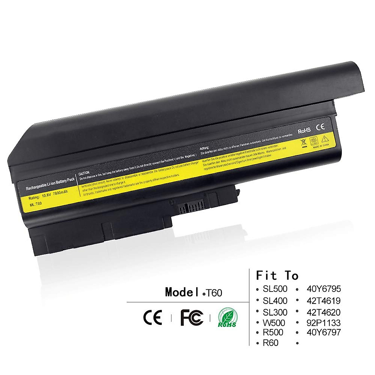 10.8V 7800mAh Battery 40Y6797 Laptop Battery for Lenov-o IBM ThinkPad T60 T60P R60 R60E R500 W500 T500 SL300 SL400 SL500 40Y6795 42T4619 42T4620 92P11133