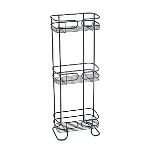 iDesign Steel Bathroom Caddy Organizer with Three Wire Basket Shelves, The Neo Collection - 6.3" x 9.8" x 26.1", Matte Black
