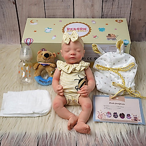 BABESIDE Lifelike Reborn Baby Dolls - 16 Inch (Weight 4 Lb) Full Platinum Silicone Reborn Baby Dolls Anatomically Correct Sleeping Baby Girl Real Life Baby Dolls with Gift Box