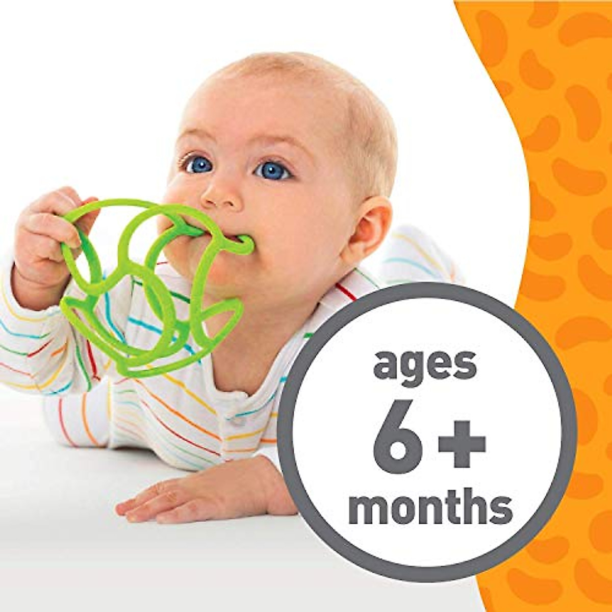 OgoBolli Grippi Baby Bottle Holder and Sensory Teether Toy for Babies - for 2.4"-3" Wide Bottles - Made from Safe, Stretchy Silicone, Non-Toxic, PVC, BPA and Phthalate Free - Ages 6+ Months - Blue