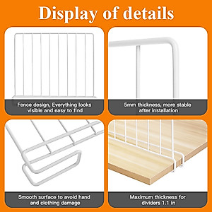 Fineonly 8 Pack Shelf Dividers for Closet Organization Metal Closet Shelf Divider Set Shelf Divider Closet Shelf Organizer Towel Shelf Divider for Wooden or Vertical Shelve Storage Organization
