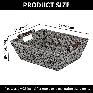 GRANNY SAYS 2-Pack Wicker Baskets with Handles for Storage, Set of 2, 17"L x 13"W x 5H