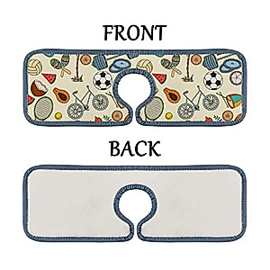 Kitchen Faucet Mats 2 Pieces Summer Vacation Elements Absorbent Faucet Sink Splash Guard Bathroom Counter and RV,Faucet Counter Sink Water Stains Preventer