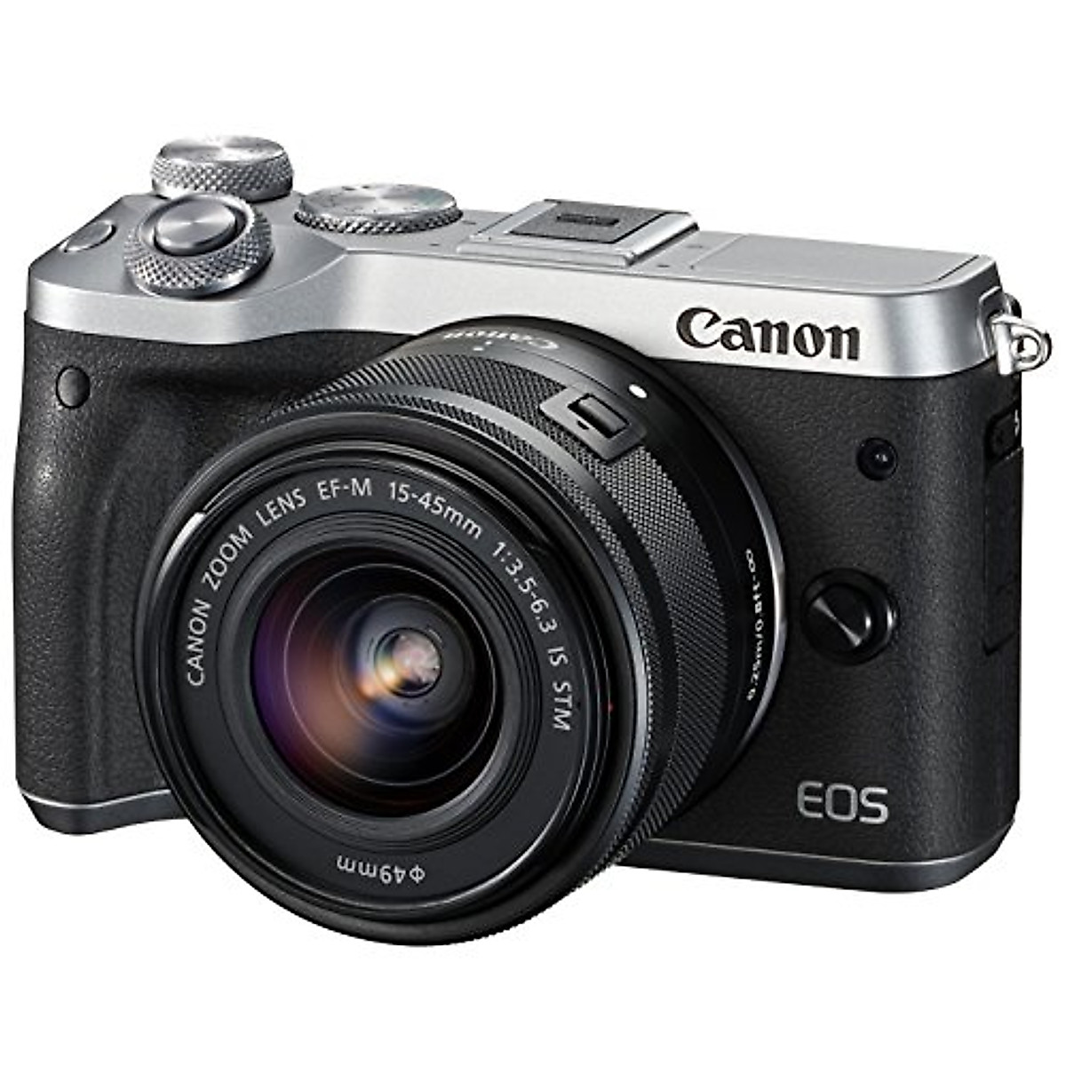 Canon mirrorless Single-Lens Camera EOS M6 Lens Kit (Silver) EF-M15-45mm F3.5-6.3 is STM- International Version (No Warranty)