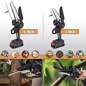 Mini Chainsaw Cordless with Battery 6-inch and 4-inch 24V 2-in-1 Mini Electric Chainsaw Set 22000rpm Speed, Portable Chainsaw, Electric for Secateurs,Pruning Shears,Wood Cutting
