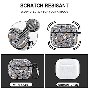 Halloween Pattern AirPods 3 Case Cover Gifts with Keychain, Shock Absorption Soft Cover AirPods 3 Earphone Protective Case for Men Women