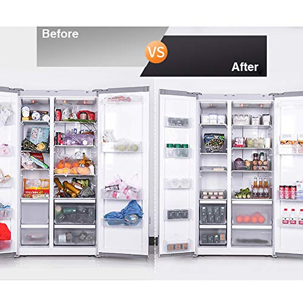 Set of 4 Refrigerator Organizer，Drink Soda Can Beverage Food Clear Plastic Holder for Fridge Freezer Cabinets Cupboard Kitchen …