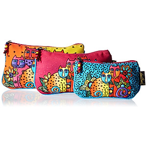 Laurel Burch Cosmetic Bag Set, Feline Clan, 3-Pack