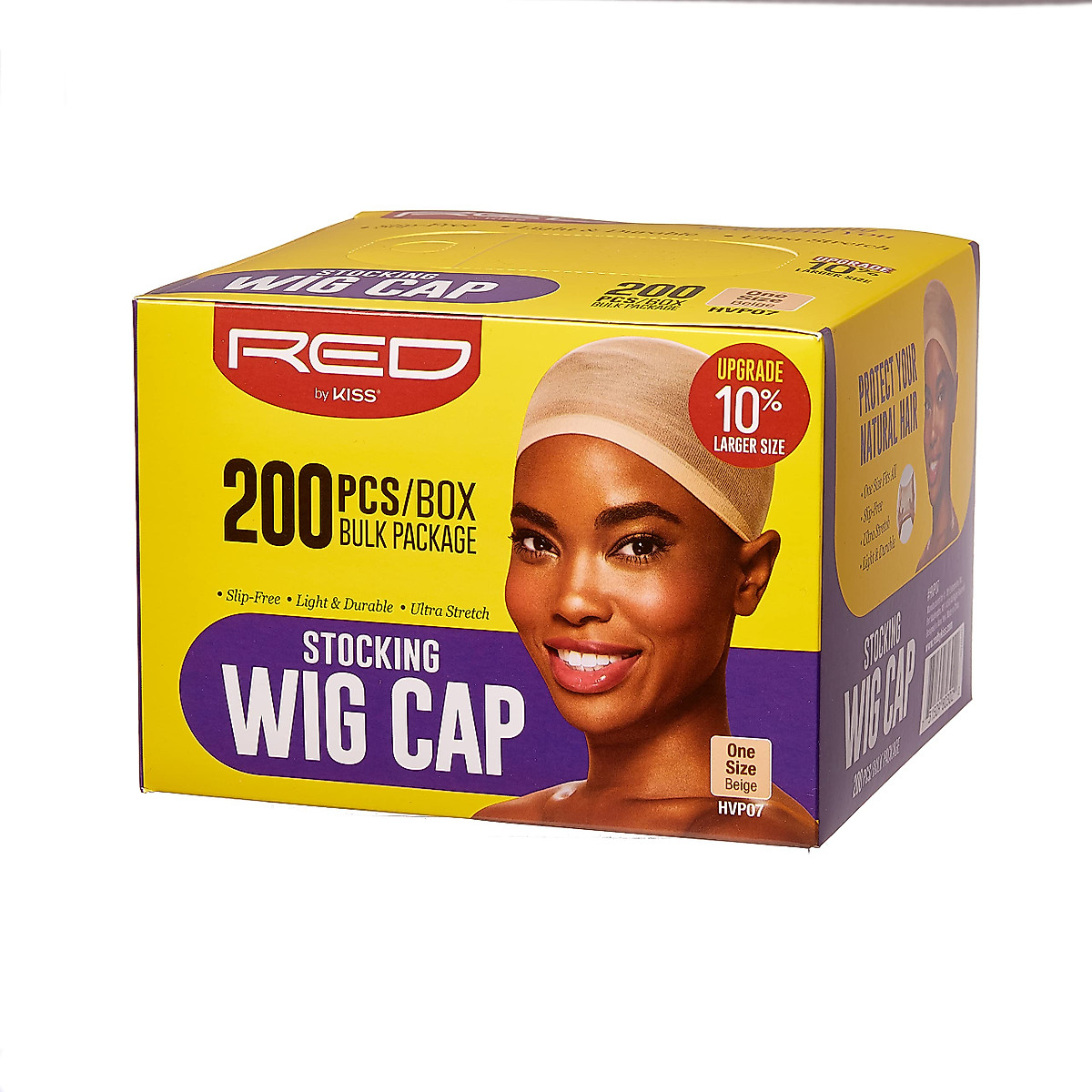 RED STOCKING WIG CAP, 200PCS Bulk Box Secures your hair, long lasting, stays in place, light, lightweight, breathable, wig comfortable (Beige)