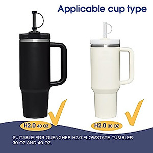 Laeuzn Silicone Spill-Proof Stoppers for Stanley Cup - Compatible with H2.0, 30oz/40oz Tumblers. Includes 2 Straw Cover Sets, 2 Square Spill Stoppers and 2 Round Leak Stoppers