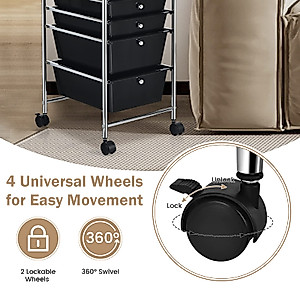 SILKYDRY 6-Drawer Rolling Storage Cart, Multipurpose Utility Drawers Cart with Wheels, Removable Drawers for Craft Scrapbook Tool Paper, Art Organizers and Storage for Home Office School (Black)