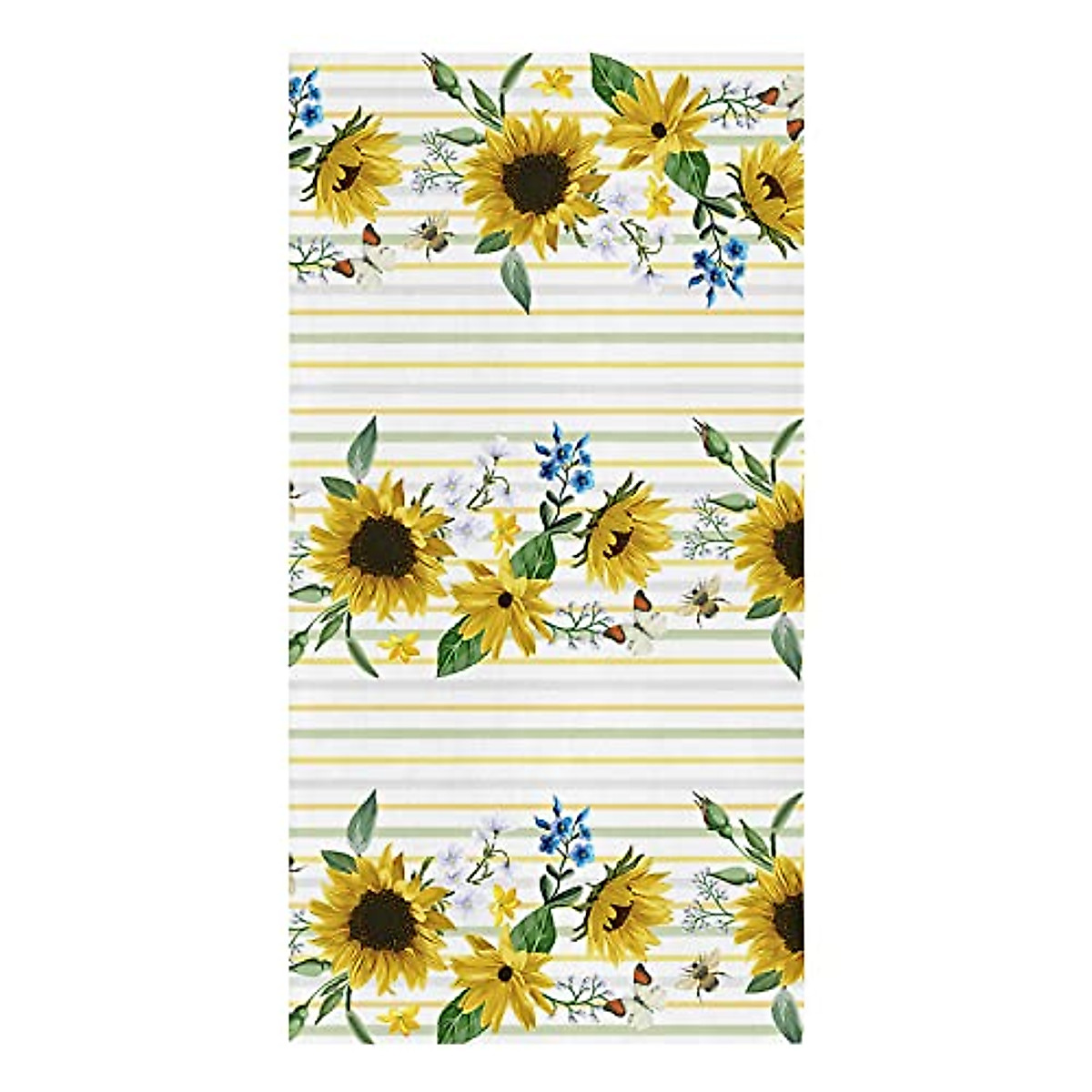 Big buy store Sunflower Butterfly Bee Floral Kitchen Dish Towels, Soft Lightweight Microfiber Absorbent Decorative Hand Towel Green Yellow Stripes Tea Towel Guest Towel for Kitchen Bathroom 18x28in