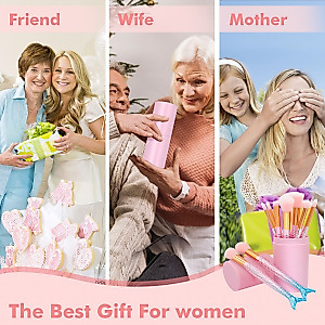 Makeup Brushes Set- Cosmetic Conceler Brushes Kit Tool 12PCS Make Up Foundation Eyebrow Eyeliner Blush Concealer Brushes Pink Mermaid Colorful (pink)