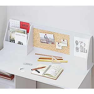 UTEX Kids Study Desk with Storage, Wooden Children School Study Table with Hutch and Storage Cabinet for 3-8 Years Girls Boys, Student's Study Computer Workstation Writing Table, White