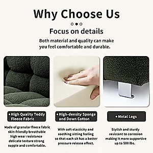 Dolonm Modern Sofa Couch with Metal Legs Upholstered Tufted 3 Seater Couch with 2 Pillows Decor Furniture for Living Room, Bedroom, Office, 80 Inch Wide(Green-Teddy