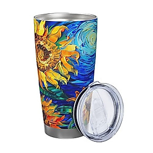 AYCZN Sky Sunflower 20 OZ Tumbler Stainless Steel Travel Coffee Mug, Starry Night Insulated Water Bottle with Lid Leakproof Thermal Cup