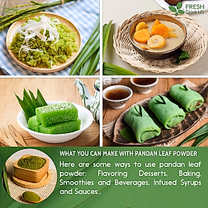 4.5oz Pandan Leaf Powder, 100% Natural and Pure from Pandan Dried Leaves, Emerald Pandan Leaf Powder, Green Food Coloring Powder, No Additives, No Gluten, Vegan.