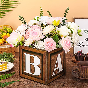 Jetec 10 Piece Baby Shower Centerpiece Boxes Baby Shower Party Decorations Table Display with Letters Gender Reveal Party Favor Block Holder(Wood Style)