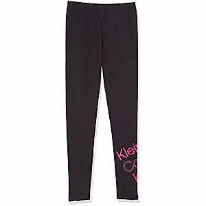Calvin Klein Girls' Legacy Performance Leggings, Black/Pink, 8-10