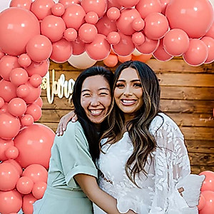 Coral Red Balloon Arch Kit, Thickened 100Pcs Red Balloons Different Sizes 18/12/5 Inch for Birthday Party Graduation Bachelorette Anniversary Wedding Gender Reveal Baby Shower Decorations Supplies