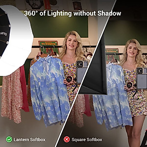 SmallRig RA-L65 Lantern Softbox Quick Release-One Step, 26in Light Modifier with Fabric Barn Doors, Diffuser for SmallRig Video Light 120B, 120D, 220B, 220D and Other Bowens Mount Light-3754