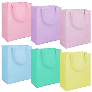 Augisteen 30 Pack Pastel Non-Woven Gift Bags Reusable Tote Treat Bags Bulk Rainbow Party Favor Gift Bags with Handles for Wedding Birthday Party Gifts Wrapping Supplies, 8 x 4 x 10 Inch