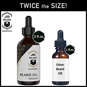 Beard Reverence All Natural Beard Oil (Unscented) Large 2oz Size - Premium Leave-in Conditioner, Softener, Moisturizer for Beard & Mustache Grooming, Health, Growth, and Care